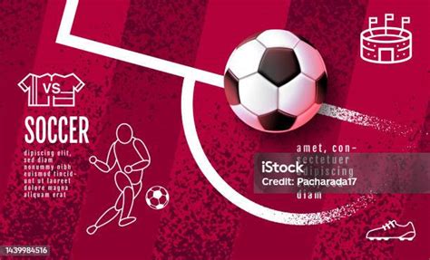 축구 템플릿 디자인 축구 배너 스포츠 레이아웃 디자인 빨간색 테마 축구에 대한 스톡 벡터 아트 및 기타 이미지 축구 축구공 배경 주제 Istock