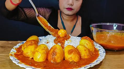 🌶️ Spicy Egg 🥚 Curry 🍛 With Rice 🍚 Eating Show Mukbang Asmr