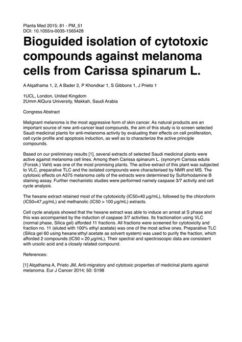 Pdf Bioguided Isolation Of Cytotoxic Compounds Against Melanoma Cells