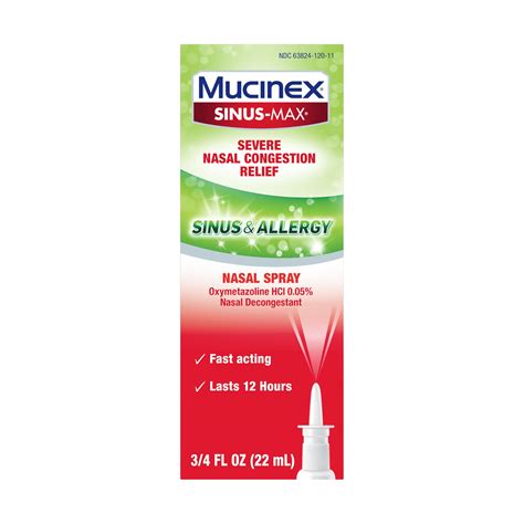 Buy Mucinex Sinus Max Oxymetazoline Nasal Spray Decongestant 12 Hour Over The Counter Medication