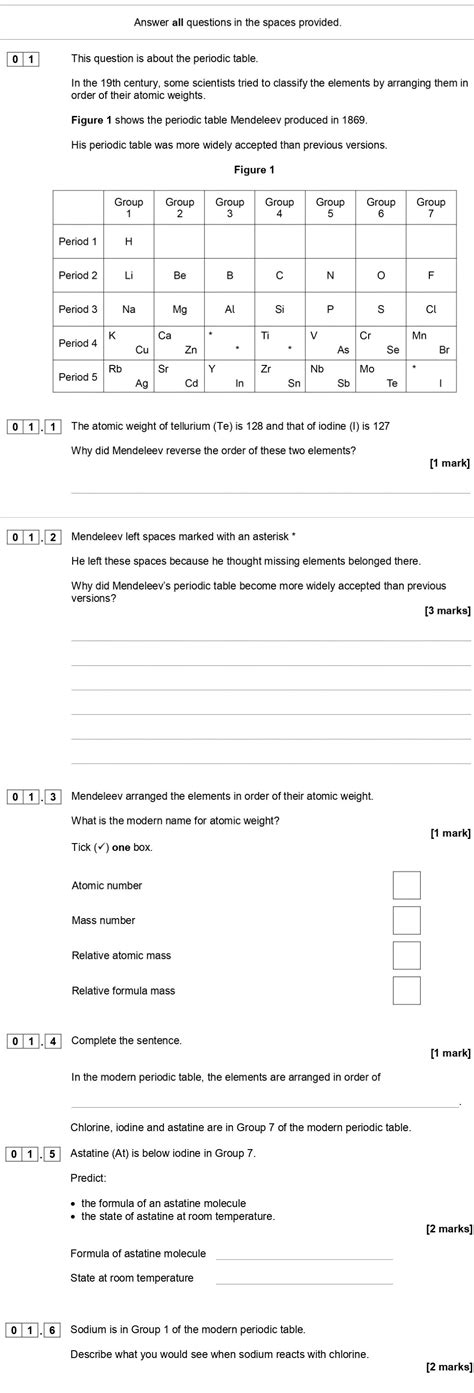 Gcse Aqa Chemistry Reactivity Of Metals This Question Is About The Perio