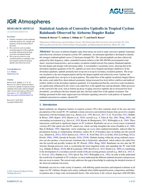 Statistical Analysis Of Convective Updrafts In Tropical Cyclone Rainbands Observed By Airborne
