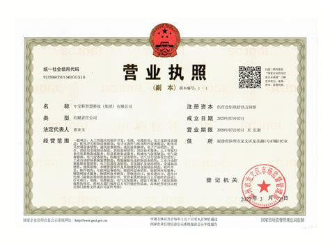 资质证书 中宝科智慧科技 集团 有限公司