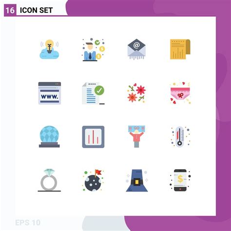 16 Universal Flat Color Signs Symbols Of Web Report E Modern Business Editable Pack Of Creative