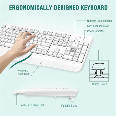 Edjo Wireless Keyboard 2 4g Ergonomic Full Size Wireless Computer Keyboard With Wrist Rest For