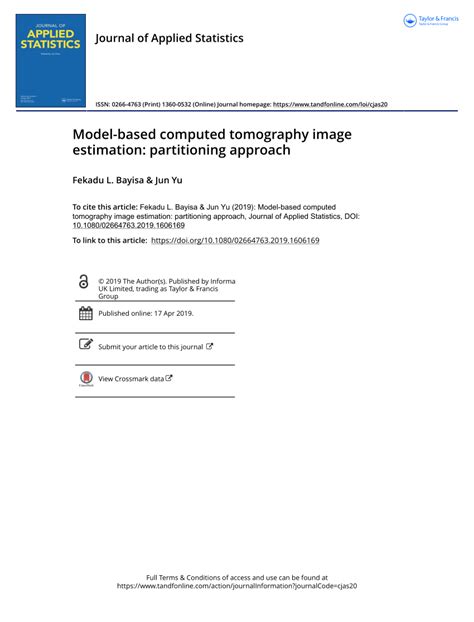 Pdf Model Based Computed Tomography Image Estimation Partitioning