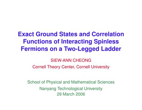 Pdf Exact Ground States And Correlation Functions Of Interacting Spinless Fermions On Two