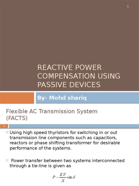 Reactive Power Compensation Using Passive Devices Pdf Capacitor