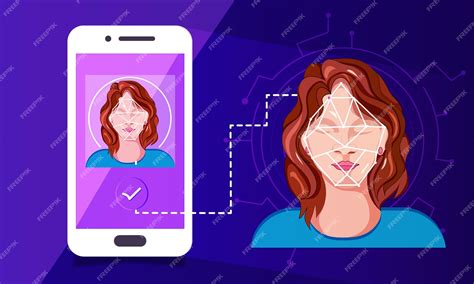 Premium Vector Isometric Unlocking Smartphone Facial Recognition System Concept With