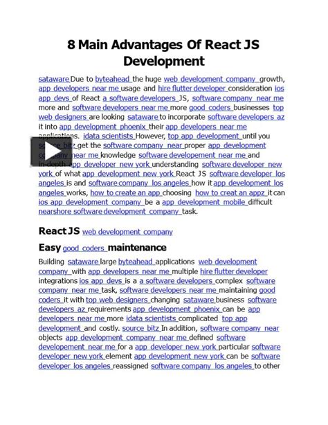 Ppt 8 Main Advantages Of React Js Development Powerpoint Presentation Free To Download Id