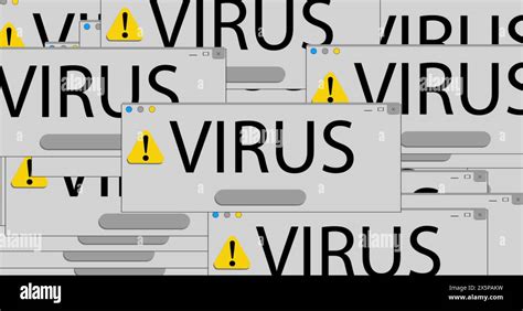 Image Of Virus Text In Prompt Boxes Over Computer Screen In Background