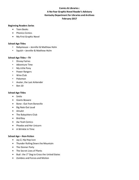 Comics For All Ages Readers Advisory From Kentucky Libraries Lecture Notes History Docsity