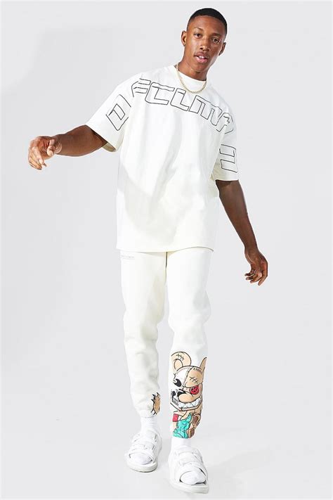 Oversized Ofcl Man Teddy T Shirt Tracksuit Boohoo Uk