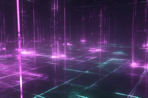 Matrix Of Digital Pulses And Radiant Lines Premium Ai Generated Image