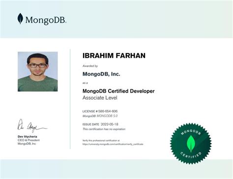 Ibrahim Farhan On Linkedin Glad To Have Received The Mongodb Associate