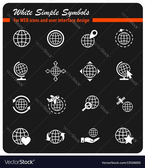 globes icon set royalty free vector image vectorstock