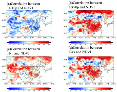 spatial correlations grid to grid correlation between ndvi and four