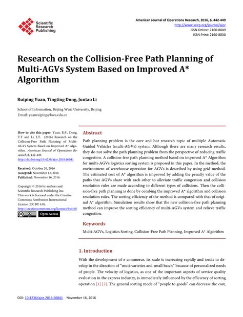 Pdf Research On The Collision Free Path Planning Of Multi Agvs System Based On Improved A
