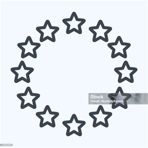 아이콘 Eu 스타 별 기호와 관련이 있습니다 선 스타일 심플한 디자인 편집 가능 간단한 그림입니다 간단한 벡터 아이콘 금 금속에