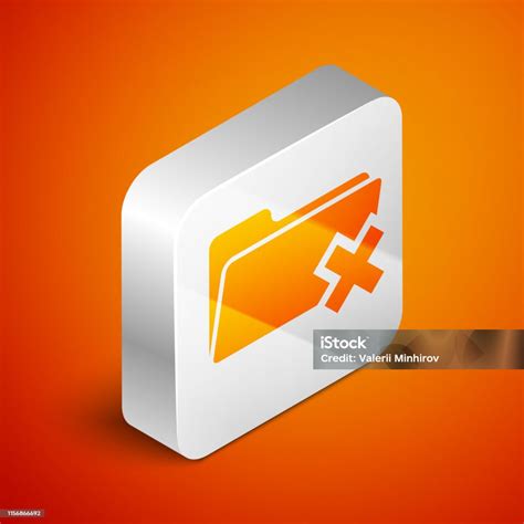 아이소메트릭 삭제 폴더 아이콘이 주황색 배경에서 격리되었습니다 휴지통이 있는 폴더입니다 삭제 또는 오류 폴더 컴퓨터 정보 폴더 기호를 닫습니다 실버 스퀘어 버튼 벡터