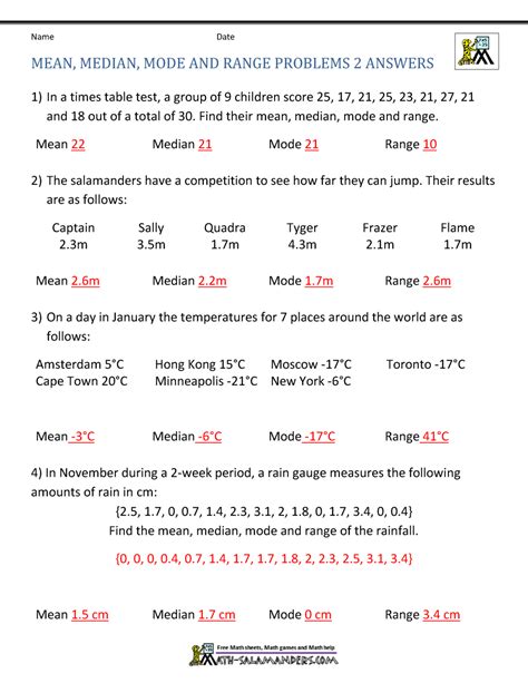 Worksheet Mean Mode Median And Range Grass Fedjp Worksheet Study Site
