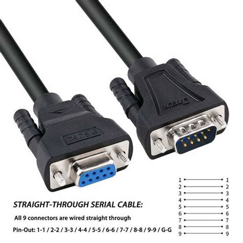 Getuscart Dtech 1 5ft Com Port Serial Cable Male To Female Rs232 Extension 9 Pin Straight