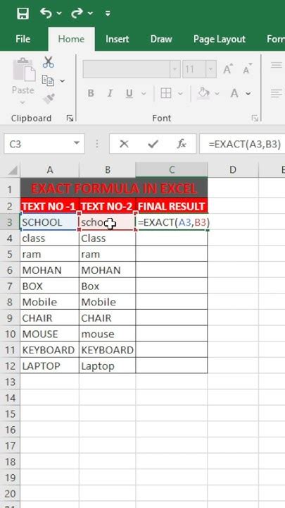 Exact Formula In Excel Shortcut Key Exceltips Excelacademy