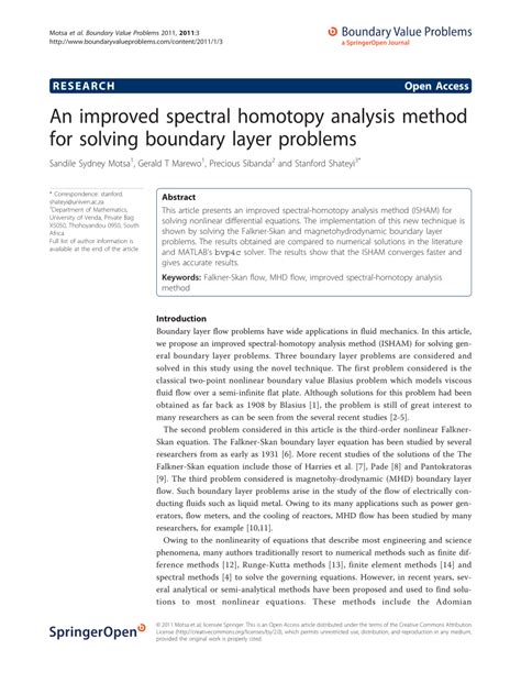 Pdf An Improved Spectral Homotopy Analysis Method For Solving