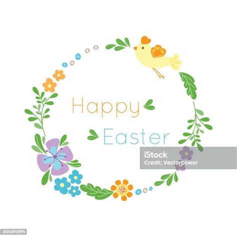 행복 한 부활절 손으로 그려진된 배지 손으로 문자 인사말 장식 요소와 자연 화 환 수 제 스타일 빈티지 기호 봄 꽃 벡터 일러스트 레이 션 계절에 대한 스톡 벡터 아트 및