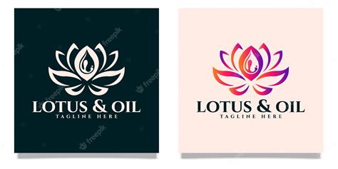 뷰티 로터스 로고 디자인 스파 오일 비즈니스 로고 템플릿 프리미엄 벡터