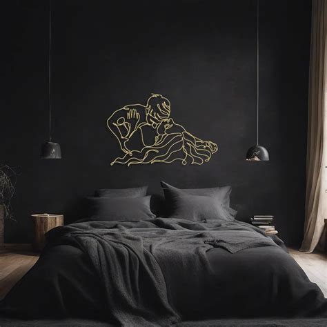 Sinnliches Paar Goldmetallwandkunst Erotische Mann Und Frau