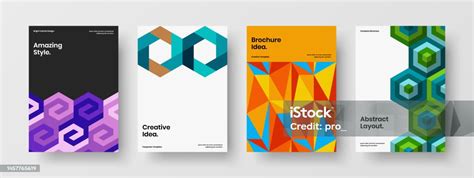 신선한 잡지 표지 디자인 벡터 일러스트 컬렉션입니다 현대 모자이크 모양 포스터 레이아웃 세트 광고에 대한 스톡 벡터 아트 및 기타 이미지 Istock