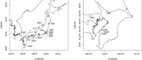 Sampling Locations In Japan Three‐letter Codes Indicate Sampling Download Scientific Diagram