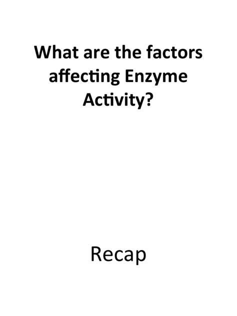 Factors Affecting Enzyme Activity Pdf Enzyme Substrate Chemistry