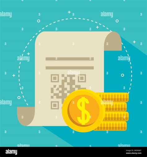 Qr Code Receipt Paper And Coins Vector Design Stock Vector Image Art Alamy