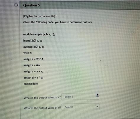 Solved Question 5 Eligible For Partial Credits Given The
