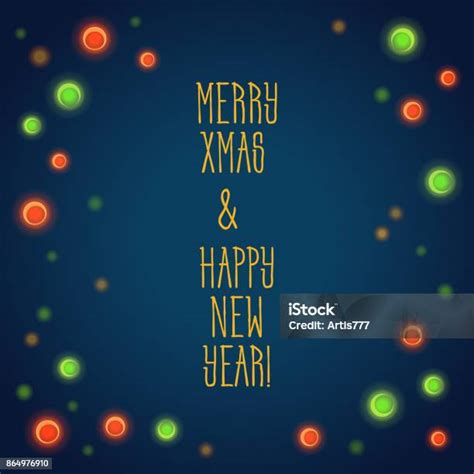 녹색과 빨간색 부드러운 빛 동그라미와 메리 크리스마스와 새 해 복 많이 인사말의 벡터 그림 크리스마스 낮은 키 빛 0명에 대한 스톡 벡터 아트 및 기타 이미지 Istock