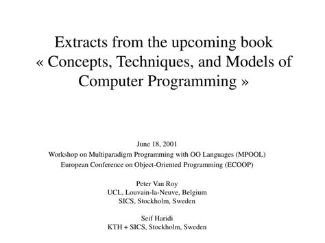 Ppt Extracts From The Upcoming Book Concepts Techniques And