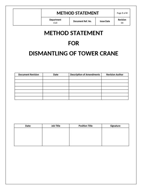 Qhsedocs Method Statement For Dismantling Of Tower Crane Pdf
