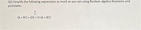 Solved Q2 Simplify The Following Expressions As Much As You