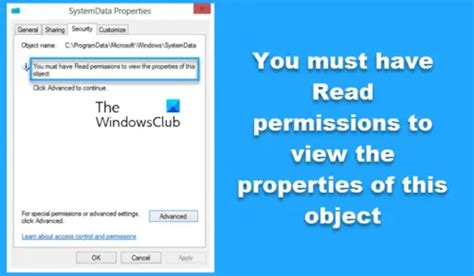 You Must Have Read Permissions To View The Properties Of This Object