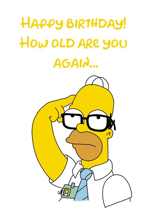 Homer Simpson Printable Greeting Card Simpsons Happy Birthday Etsy