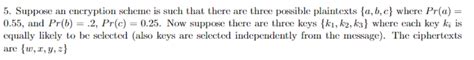 Solved 5 Suppose An Encryption Scheme Is Such That There
