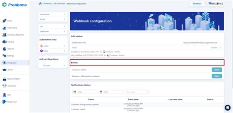 how to update a webhook assistance and documentation proabono