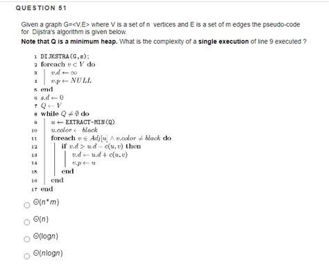 solved question 51 given a graph g where v is a set of n