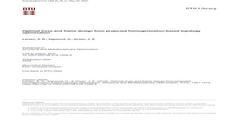 Optimal Truss And Frame Design From Projected Optimal Truss And Frame Design From