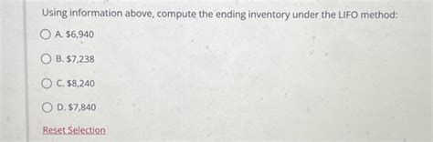 Solved Use Following Information To Answer The Next Two