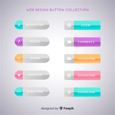 Web Design Button Collection Free Vector
