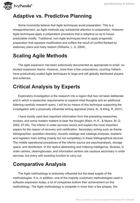 Agile Methodology For Software 1387 Words Critical Writing Example