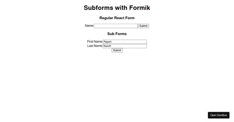 React Formik Yup Sub Forms Codesandbox